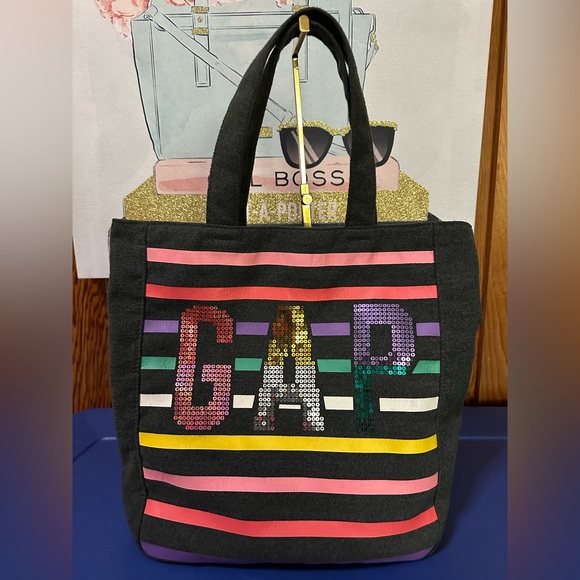 GAP | Bags | Gap Bundle Set Sequin Tote Bag Wlarge Wristlet Euc | Poshmark